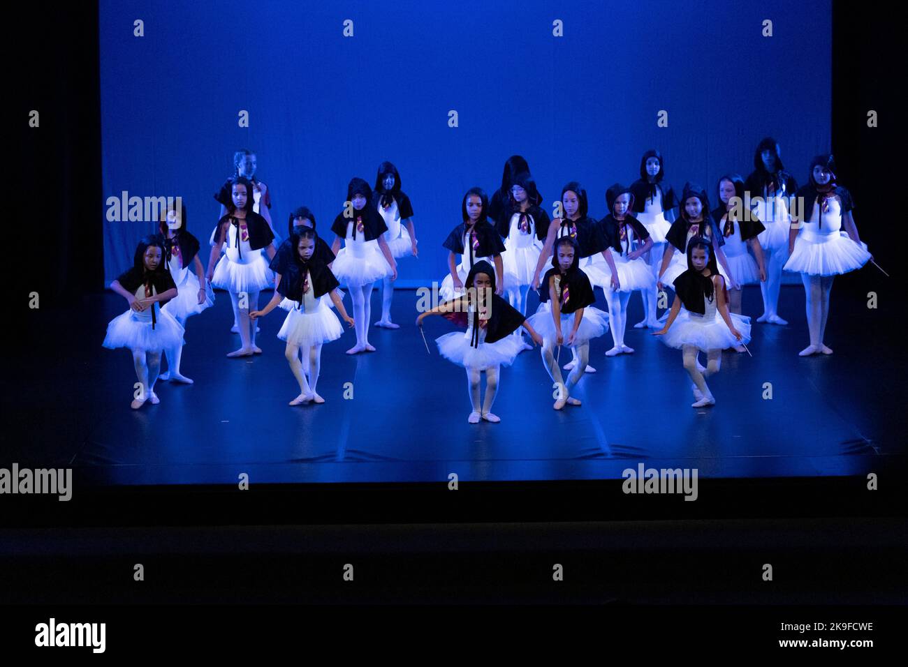 FARO, PORTUGAL - 16th JULY 2022: Young kids dance group performing a ...