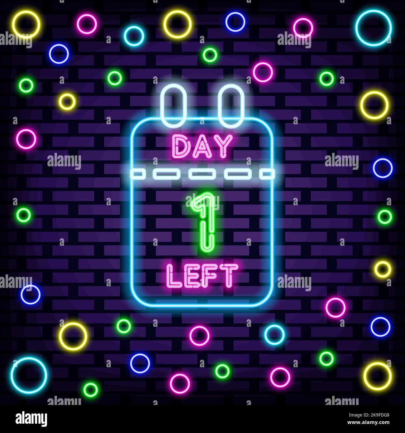 1 Day Left Neon sign. Bright signboard. Light art Stock Vector Image ...