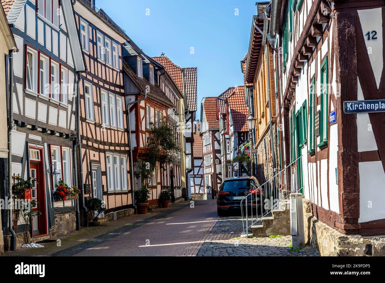 LICH, GERMANY - AUG 30, 2015: view of famous old town of Lich, germany ...