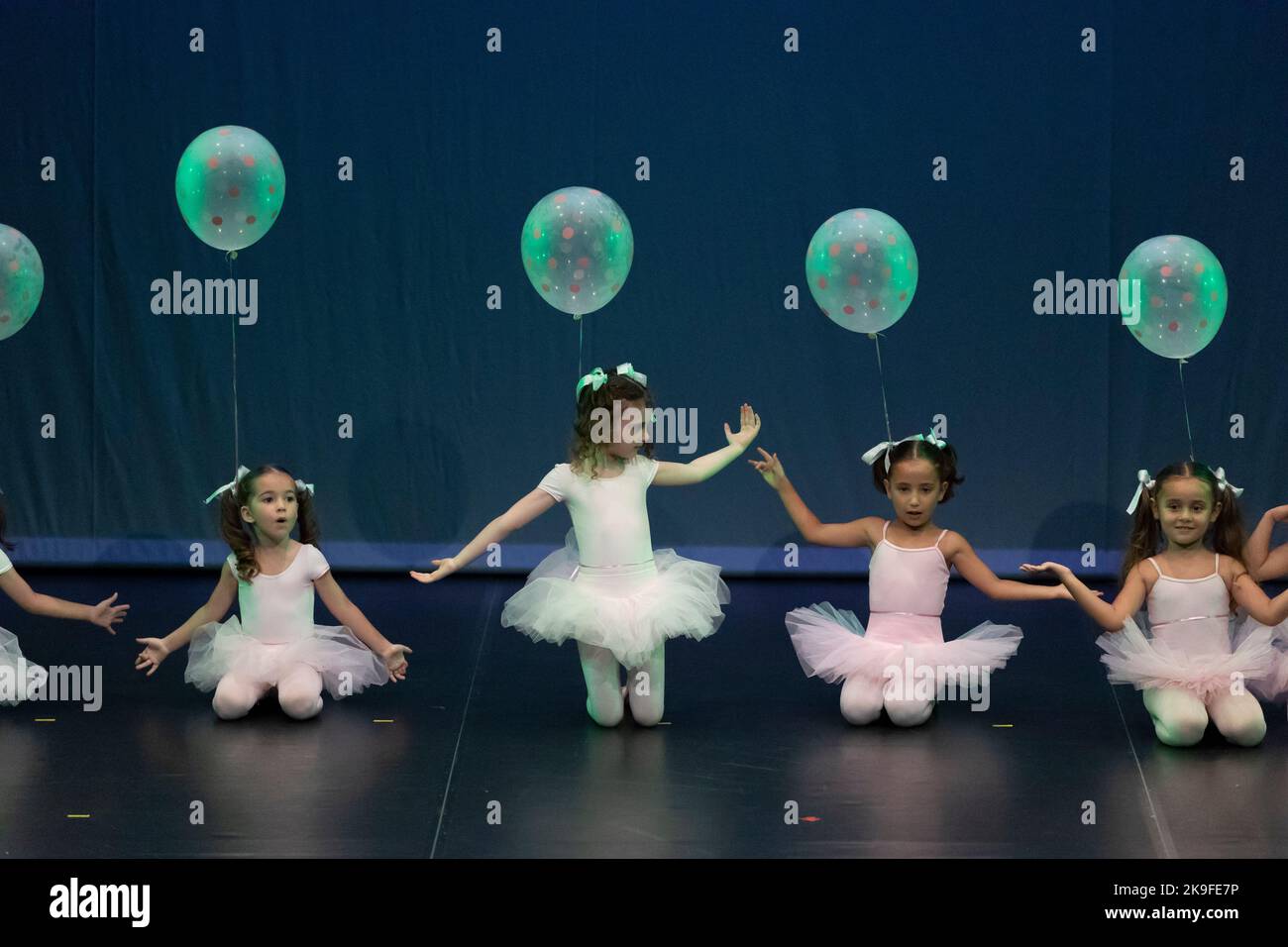 FARO, PORTUGAL - 16th JULY 2022: Young kids dance group performing a ...