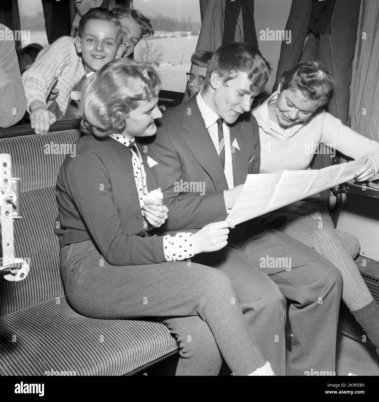 Excursion train with school youth. Karlskrona - Malmö Stock Photo - Alamy