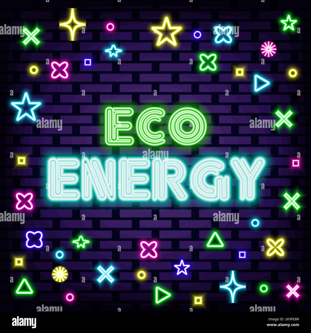 Eco energy Neon Sign Vector. Bright signboard. Neon text Stock Vector ...