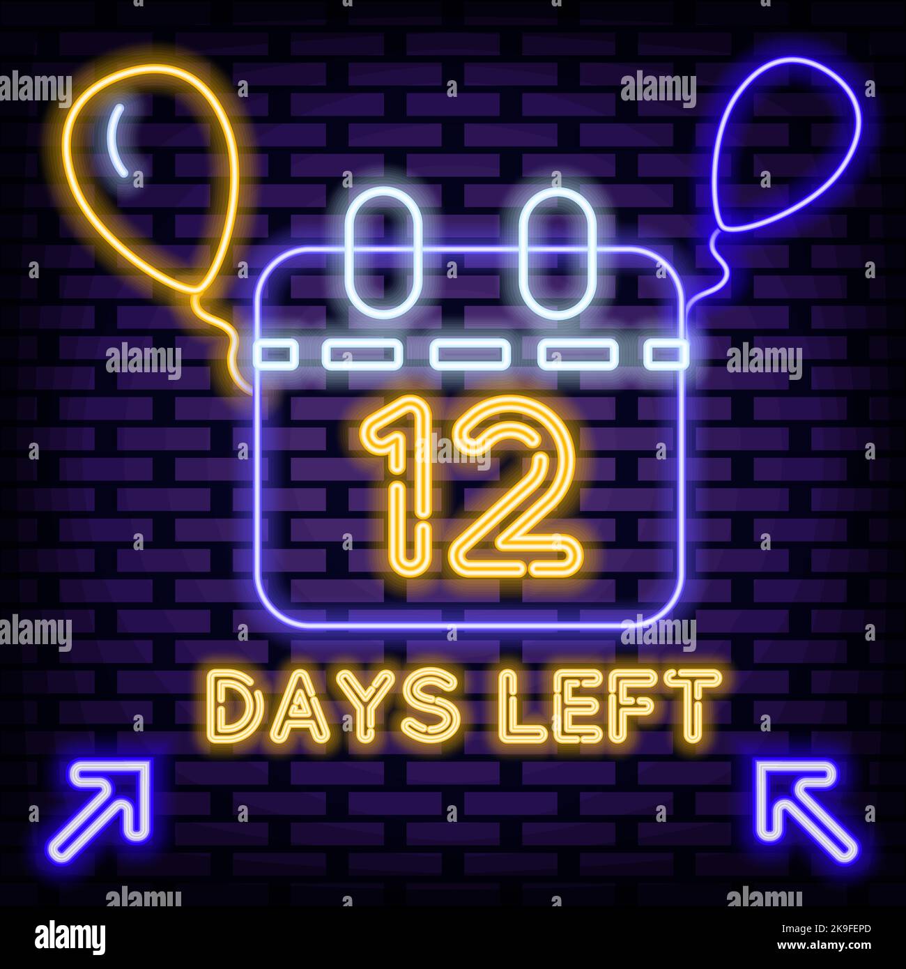 12 Days Left Neon quote. Bright signboard. Night bright advertising ...