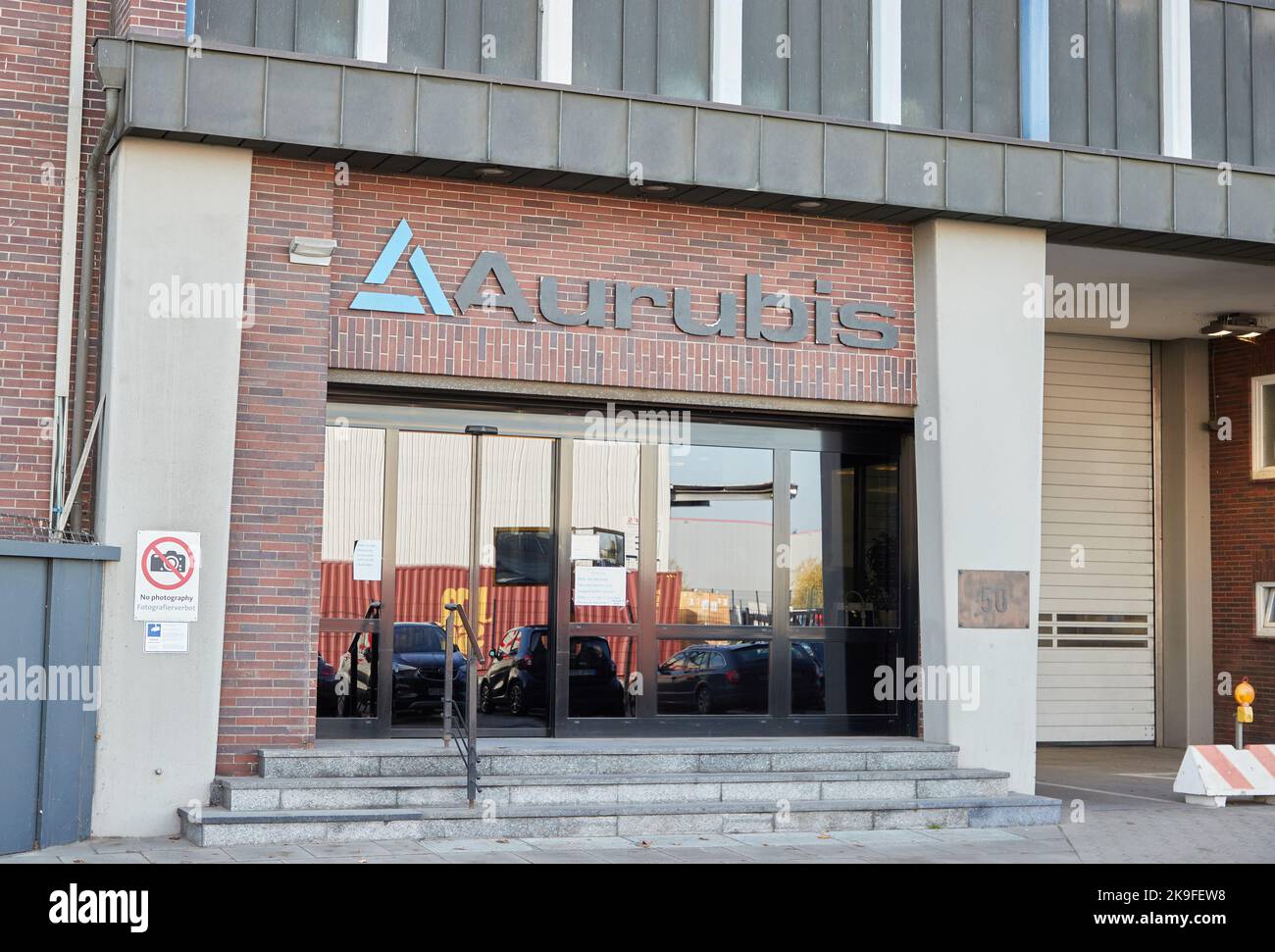 Hamburg, Germany. 28th Oct, 2022. View of the logo and "Aurubis ...