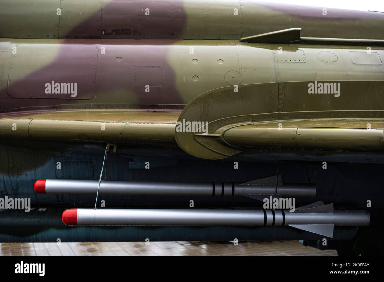Close up shot of some fake rockets on an fighter jet plane Stock Photo ...