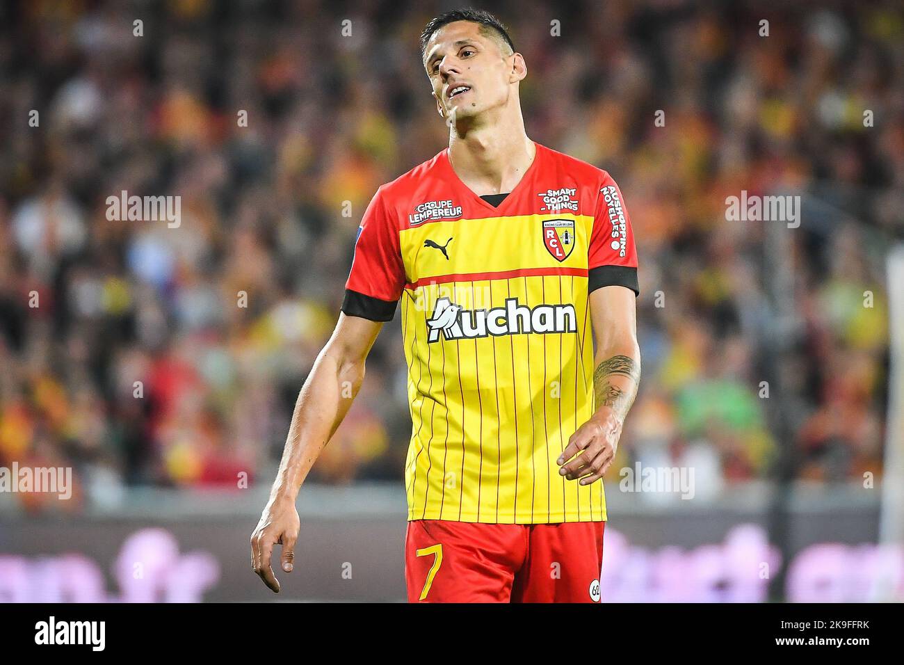 Florian SOTOCA of Lens looks dejected during the French championship ...