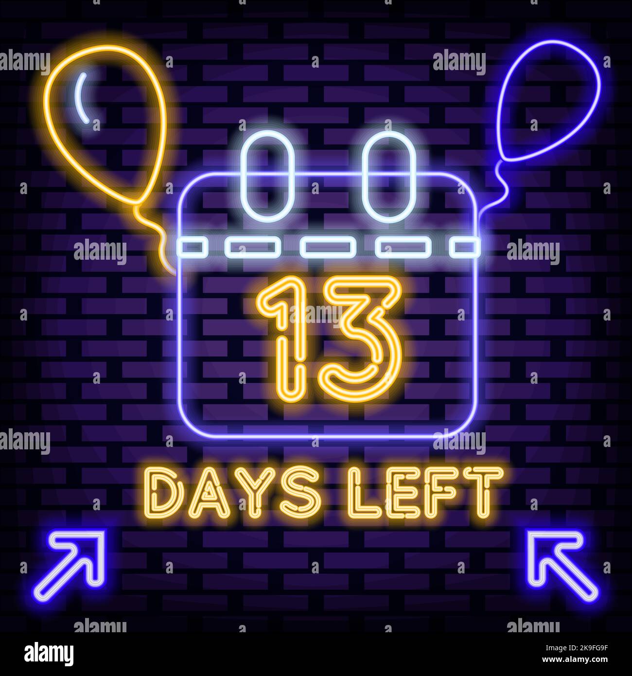 13 Days Left Neon quote. Neon script. Light art Stock Vector Image ...