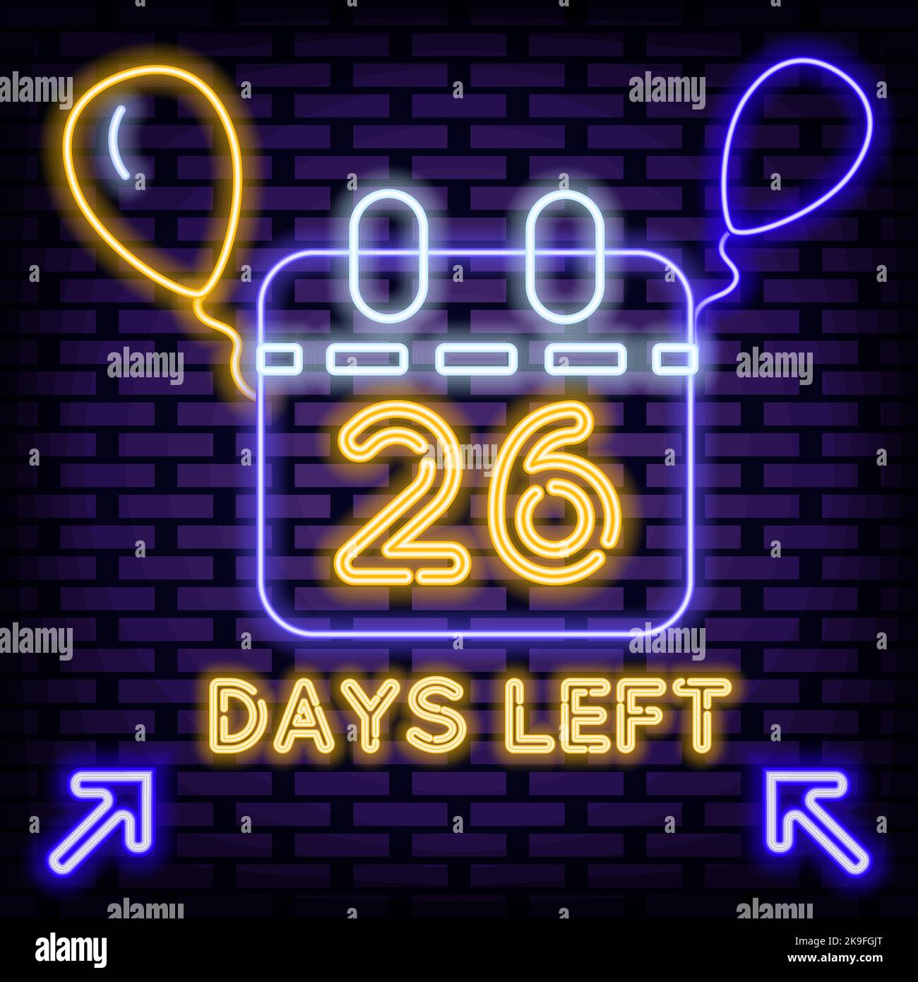 26 Days Left Neon sign. Neon script. Announcement neon signboard Stock ...