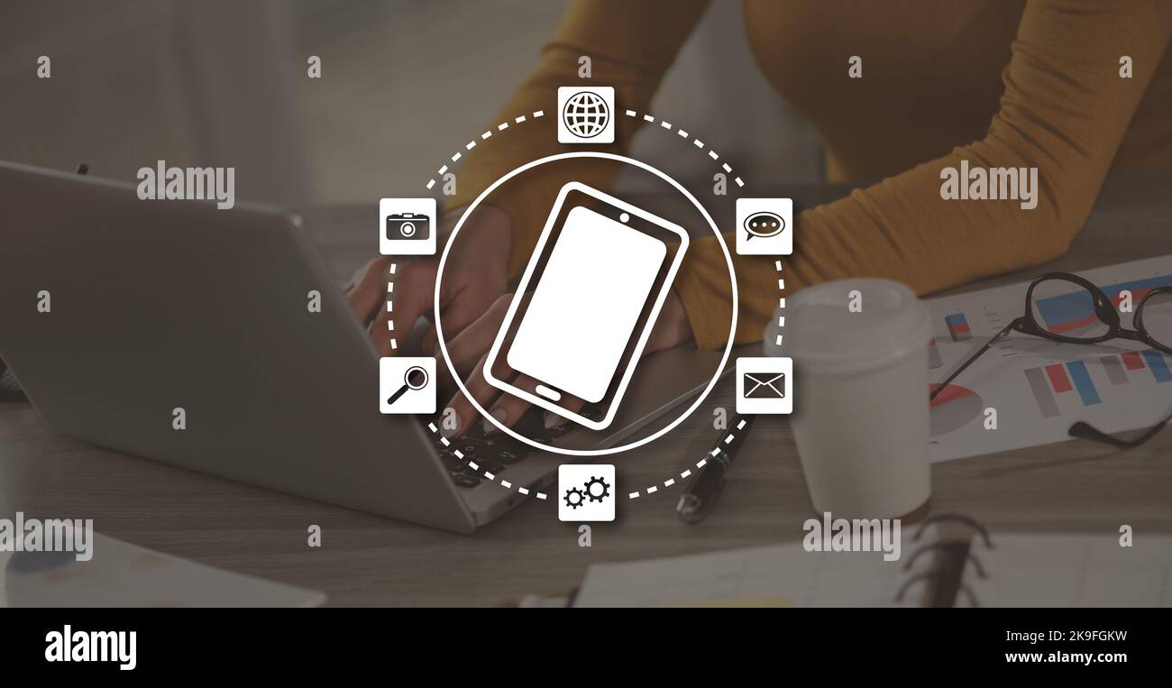 Mobile apps concept illustrated by a picture on background Stock Photo ...