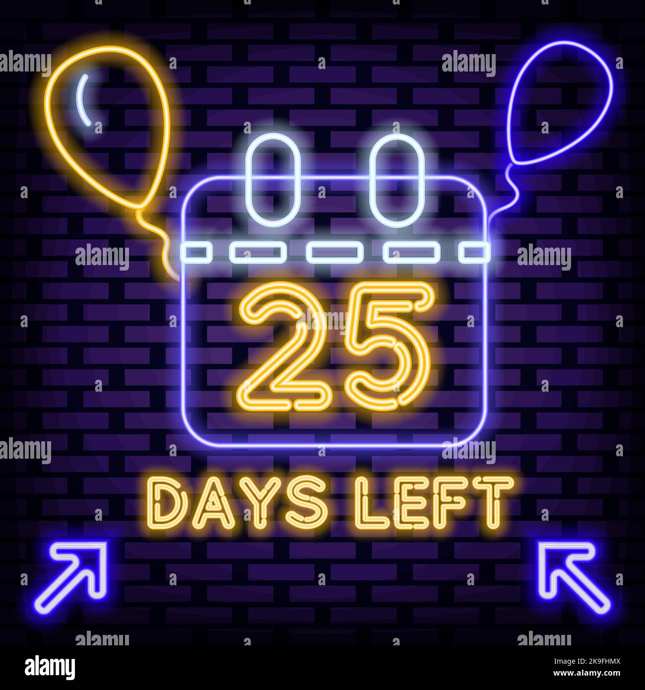 25 Days Left Neon Sign Vector. Bright signboard. Light banner Stock ...