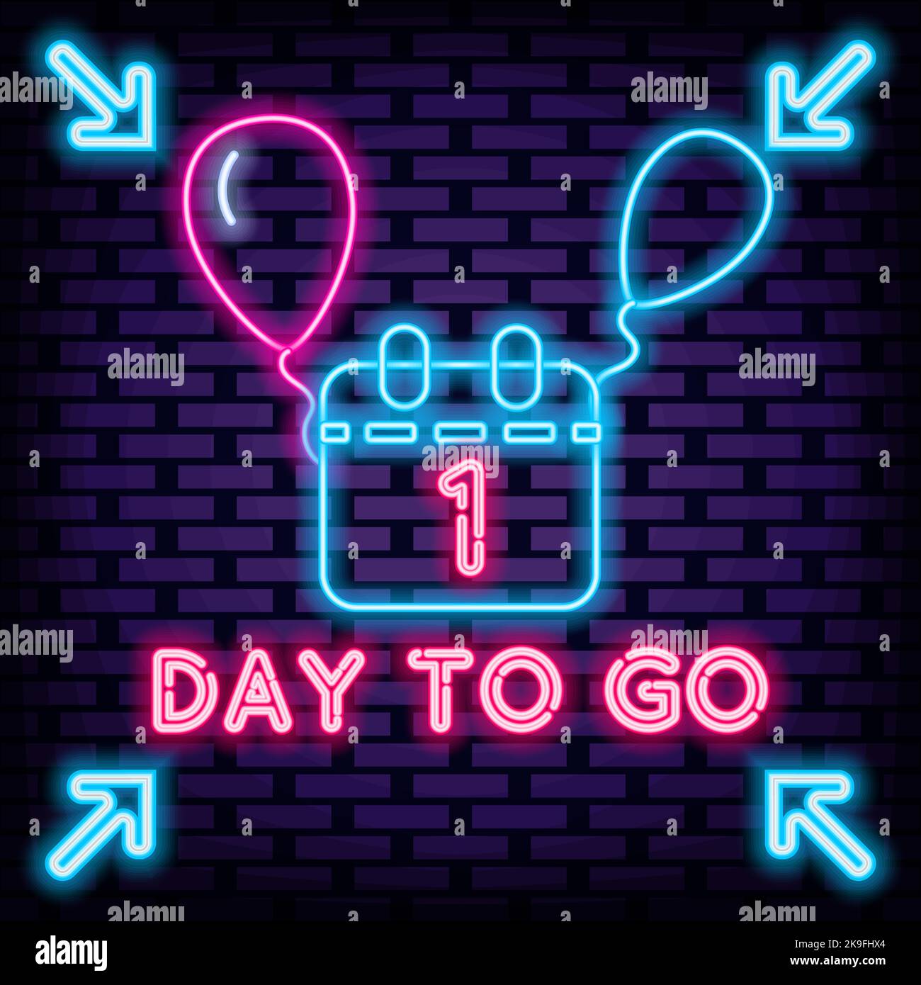 1 Day To Go Neon sign. Bright signboard. Night bright advertising Stock ...