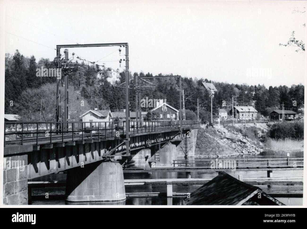 Swivel rail bridge at Stäket after electrification, on the route ...