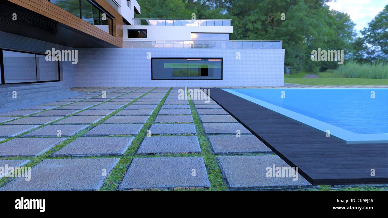 Concrete paver pool hi-res stock photography and images - Alamy