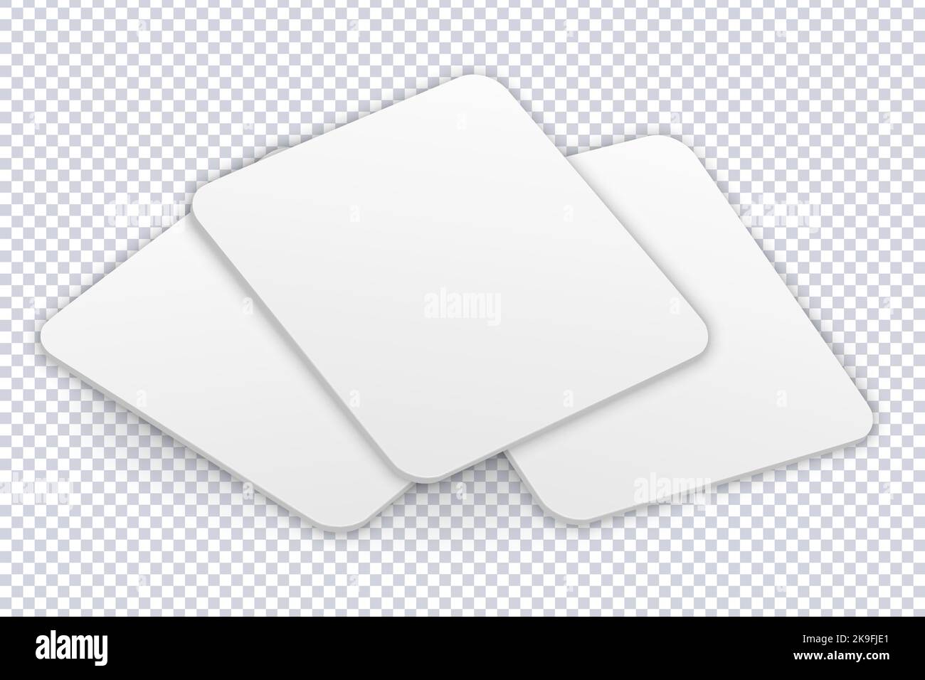 White coaster mockup set. Realistic blank square shaped protection pads ...