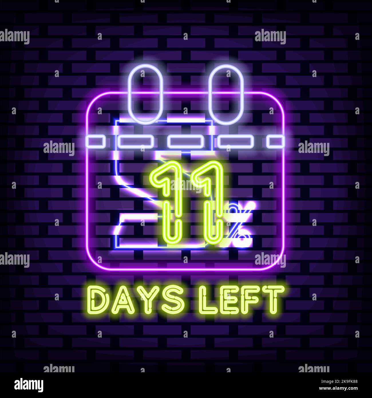 11 Days Left Neon signboards. Neon script. Night bright advertising ... 11 Days Left Neon signboards. Neon script. Night bright advertising ...