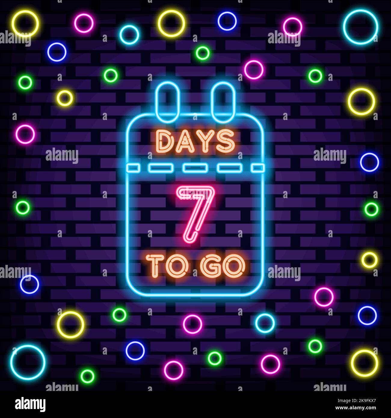 7 Days To Go Neon Sign Vector. Neon script. Light art Stock Vector ...