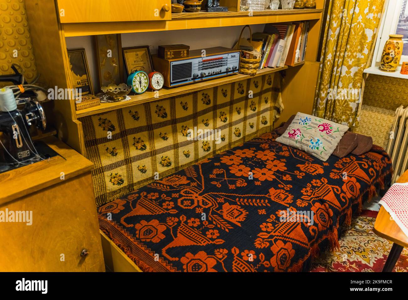 Cosy old-fashioned vintage home bedroom decor during the time period of ...