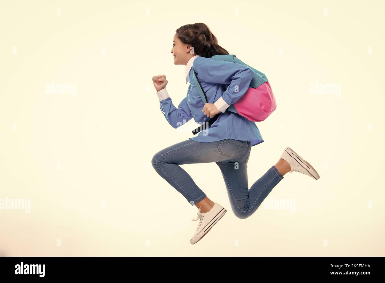 School teen with backpack. Teenager student, isolated background ...