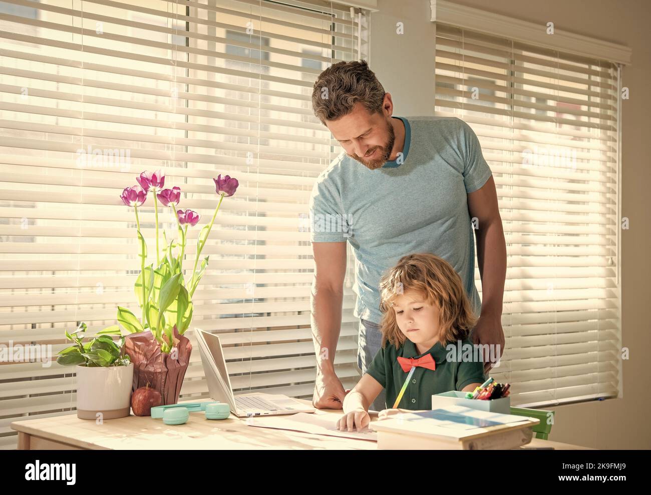 boy study with teacher. private drawing lesson. education concept ...