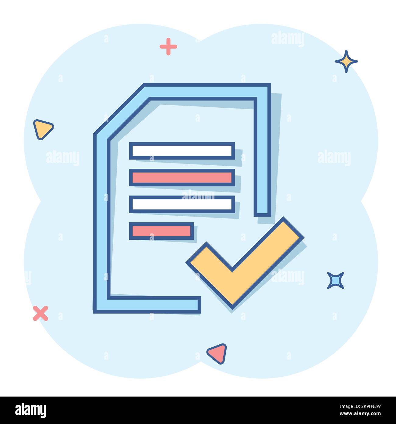 Approved document icon in comic style. Authorize cartoon vector ...