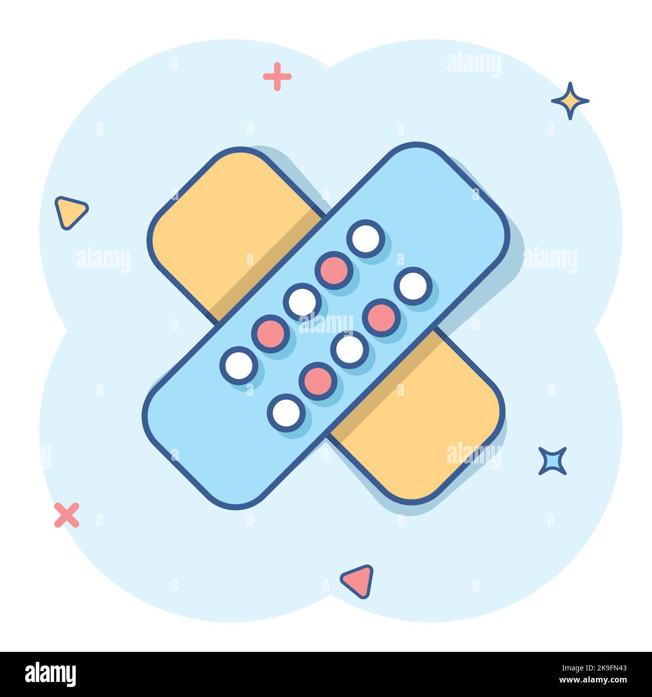Bandage icon in comic style. Plaster cartoon vector illustration on ...