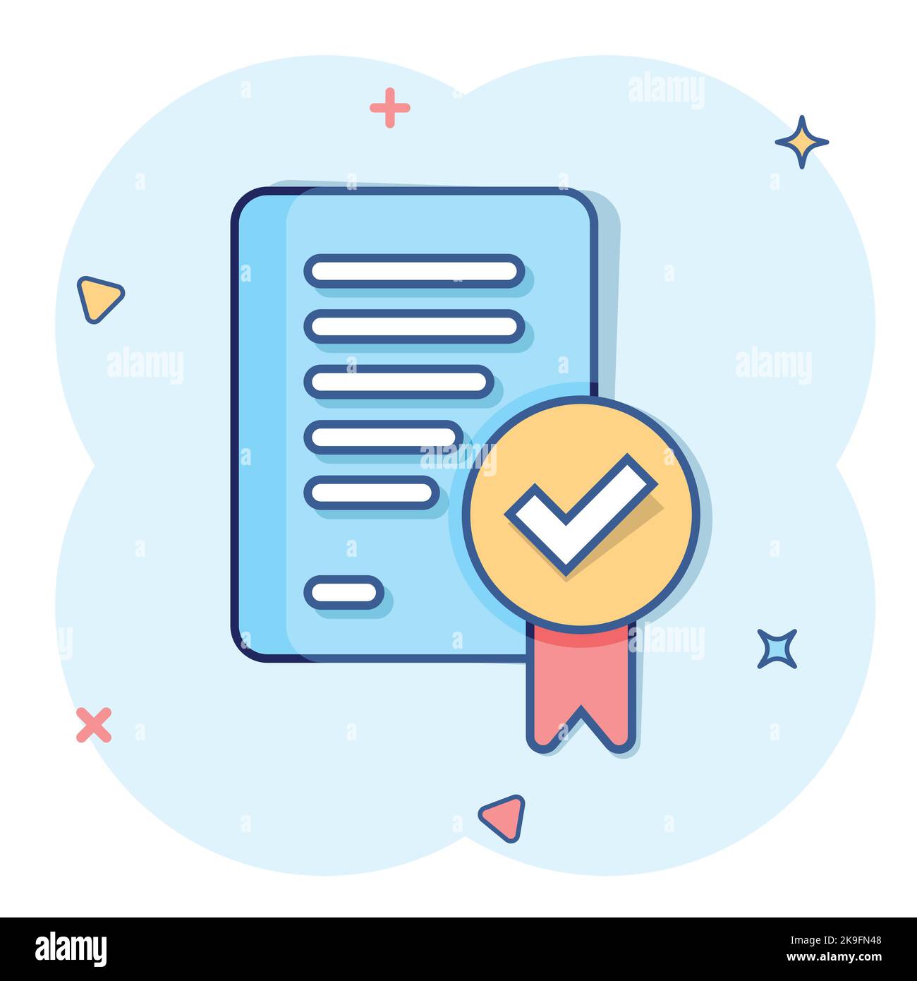 Approved document icon in comic style. Authorize cartoon vector ...