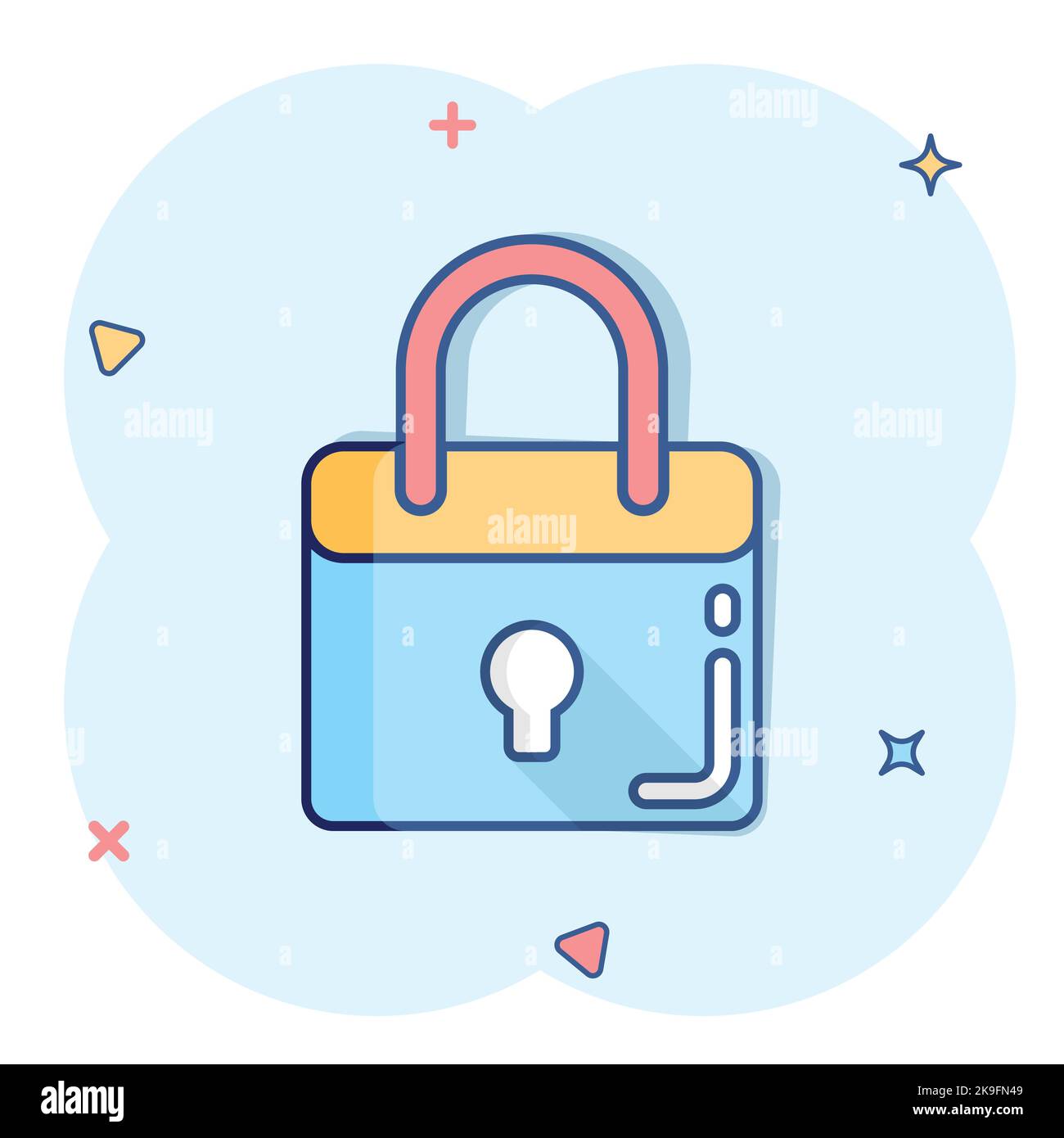 Locker icon in comic style. Padlock password cartoon vector ...