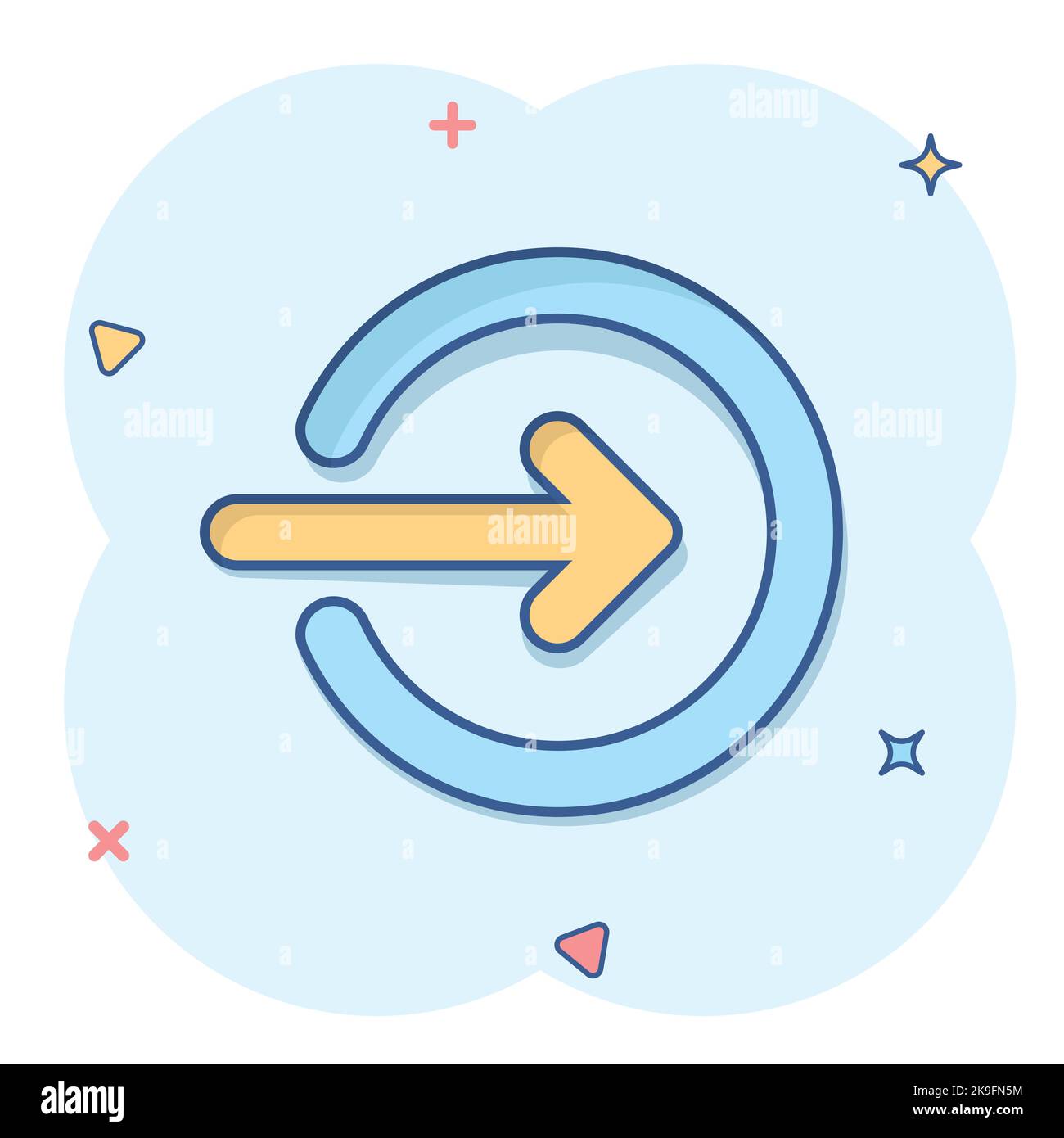 Login icon in comic style. Arrow access cartoon vector illustration on ...