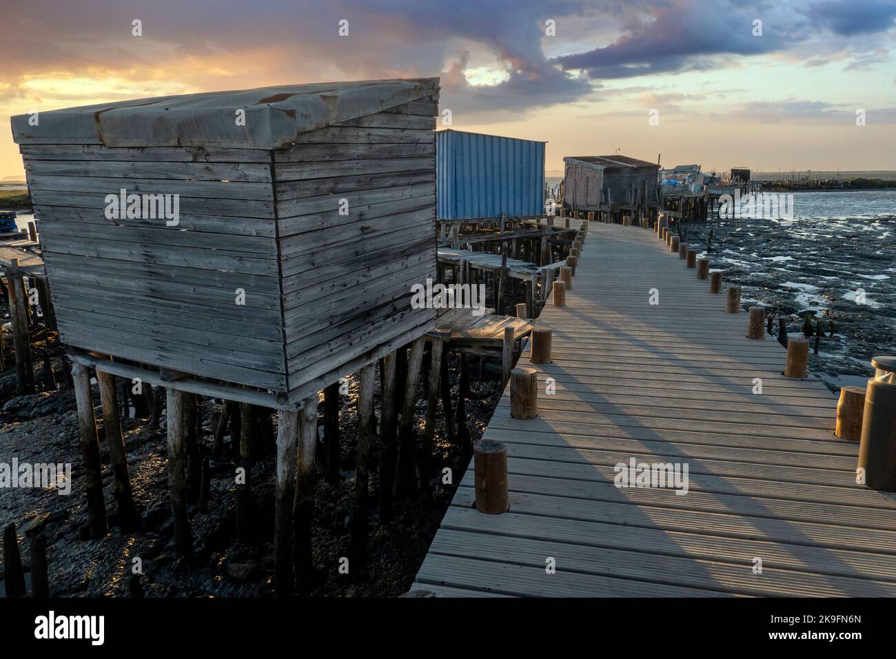 View of old wooden palaphitic docks located in Carrasqueira, Portugal ...