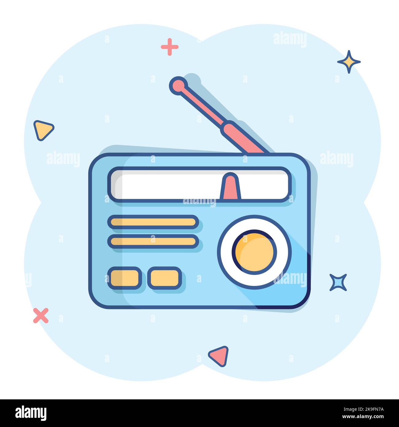 Radio icon in comic style. Fm broadcast cartoon vector illustration on ...