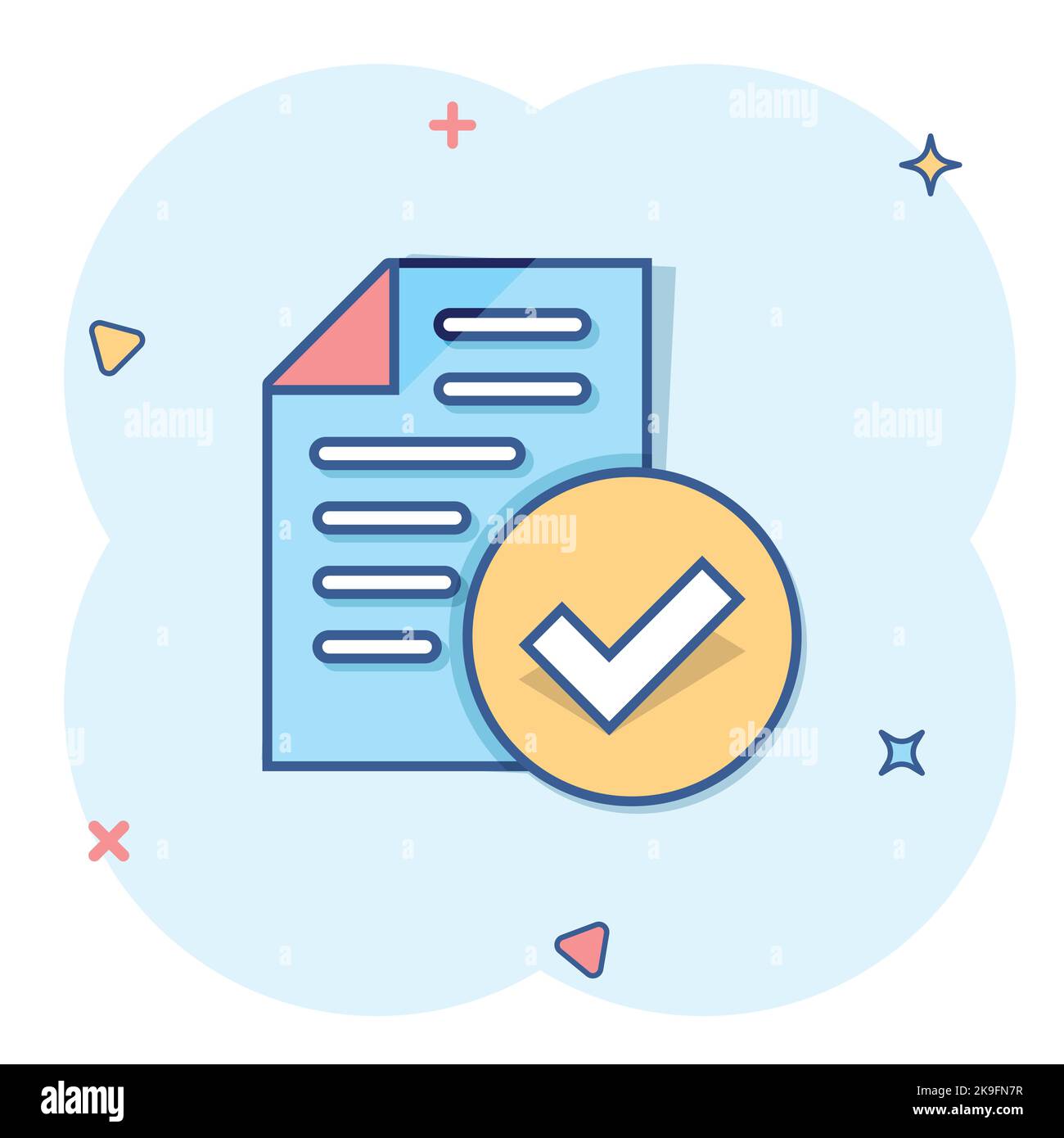 Approved document icon in comic style. Authorize cartoon vector ...