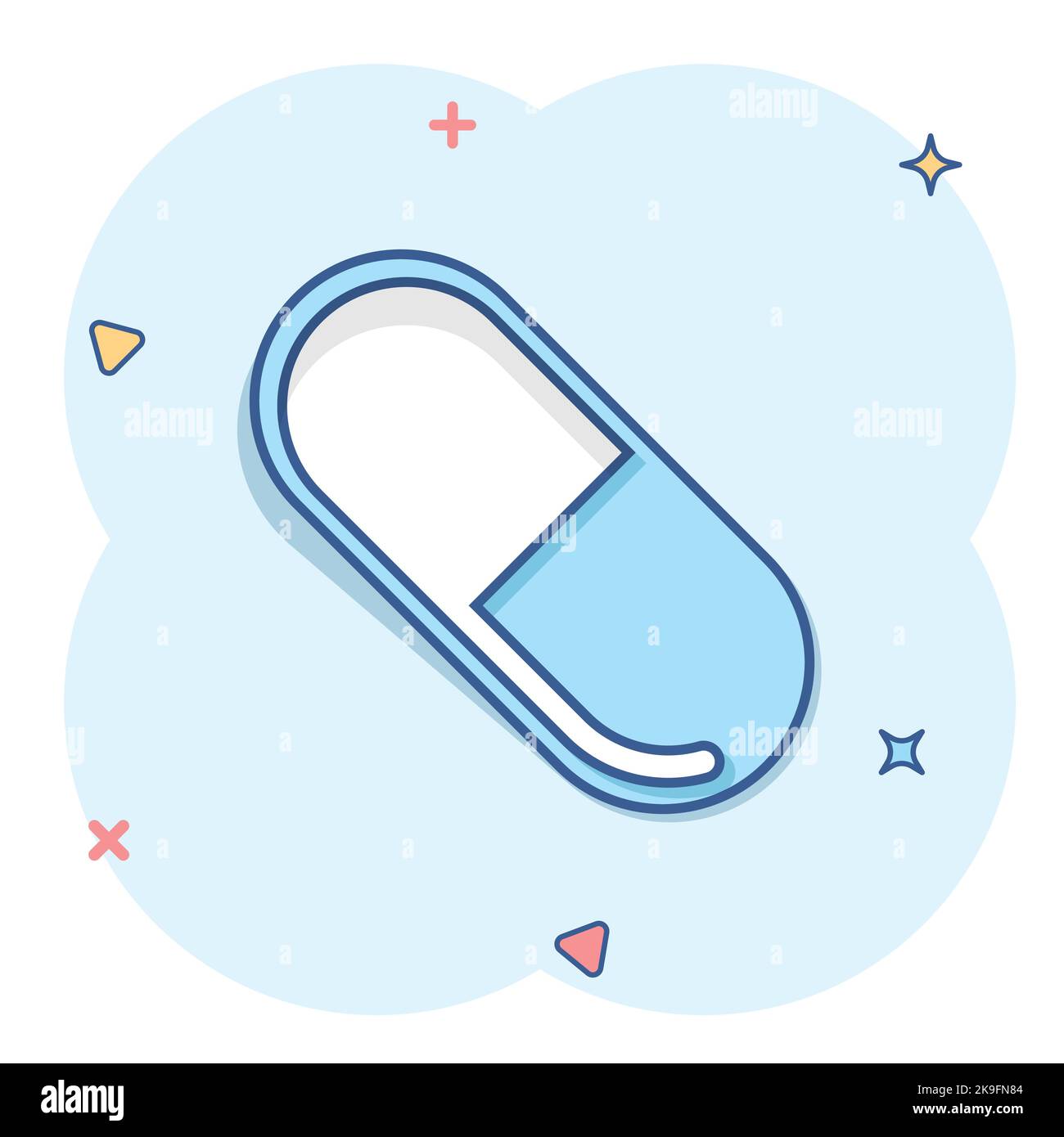 Pill capsule icon in comic style. Drugs cartoon vector illustration on ...