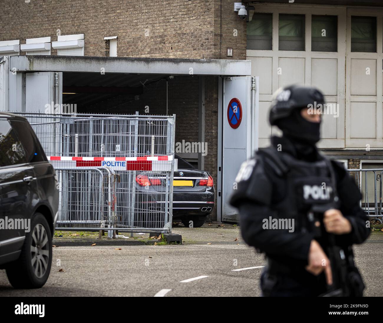 2022-10-28 12:48:57 AMSTERDAM - A secured car arrives at the bunker in ...