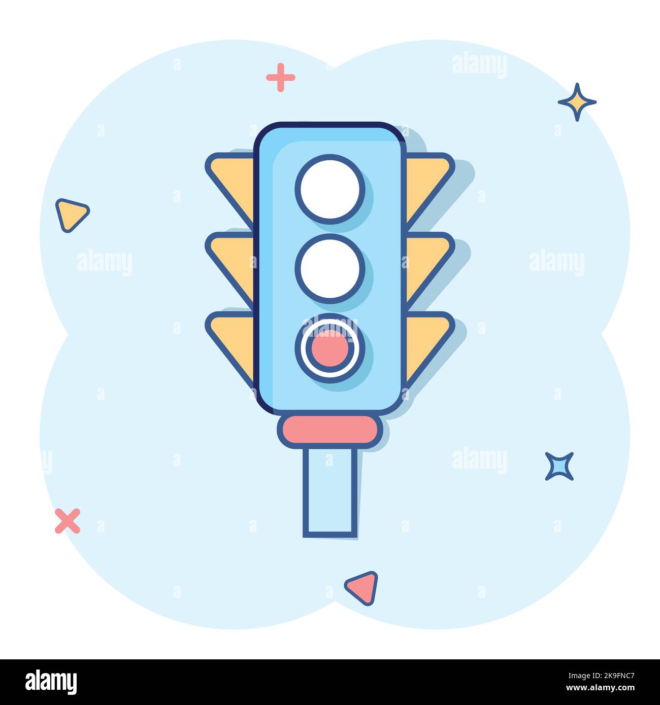 Semaphore icon in comic style. Traffic light cartoon vector ...