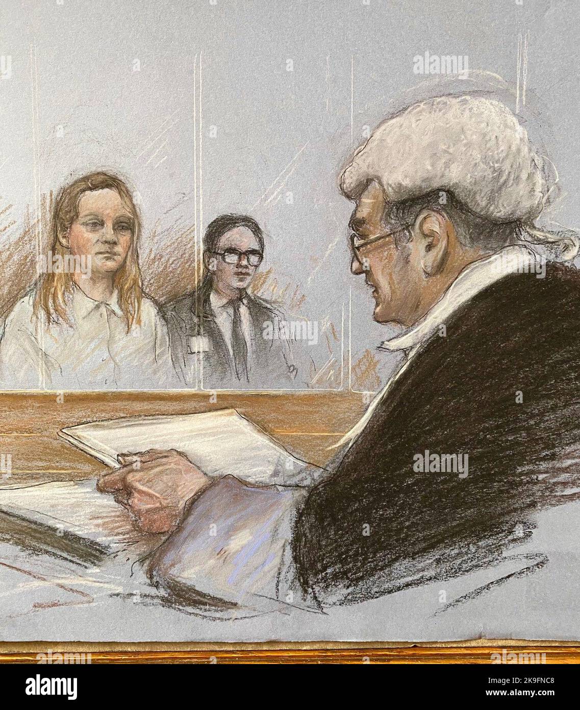 Court artist drawing by Elizabeth Cook of Jemma Mitchell, at the Old ...