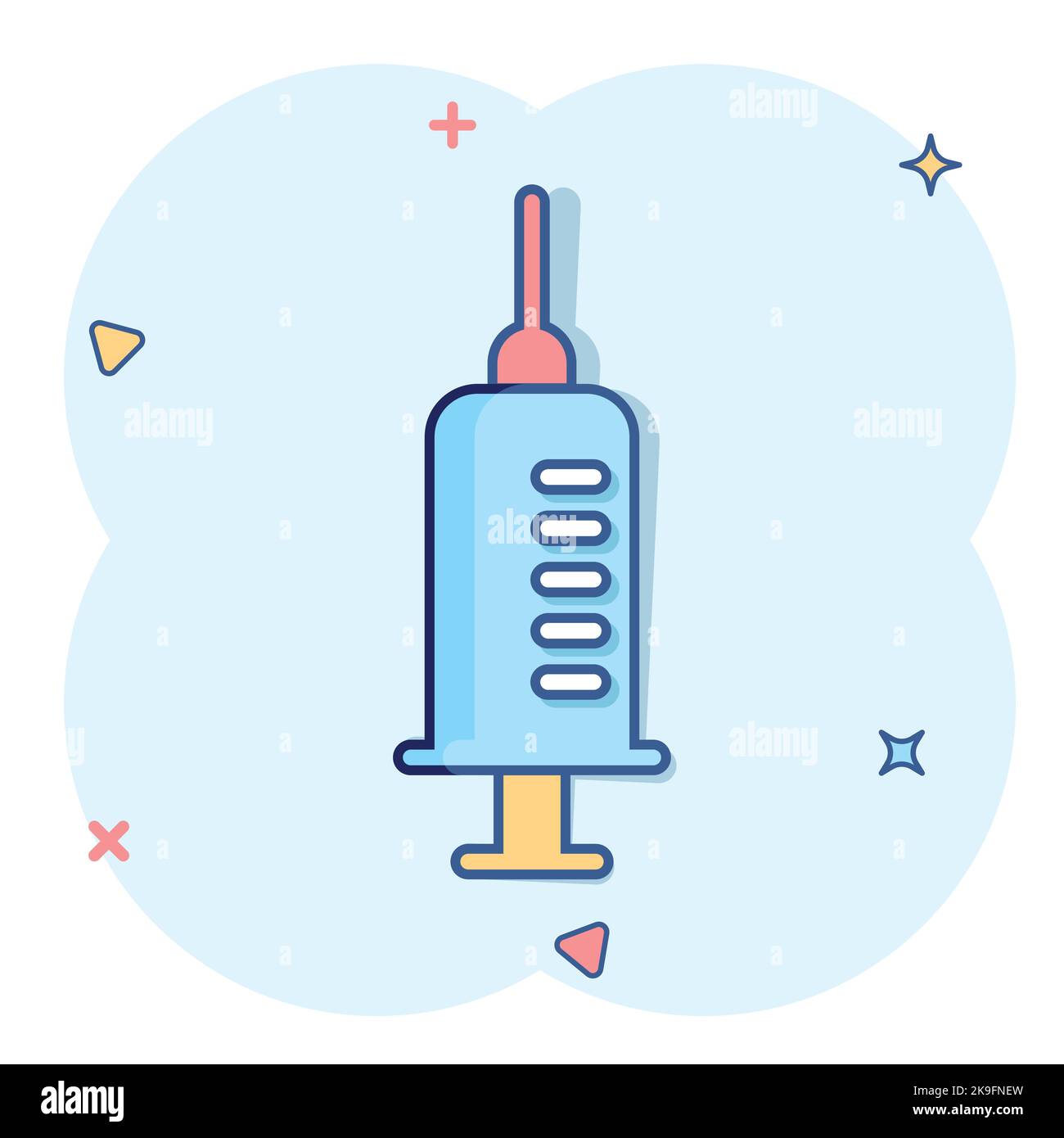 Syringe icon in comic style. Inject needle cartoon vector illustration ...