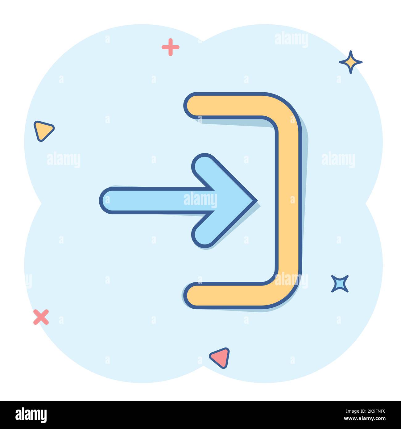 Login icon in comic style. Arrow access cartoon vector illustration on ...