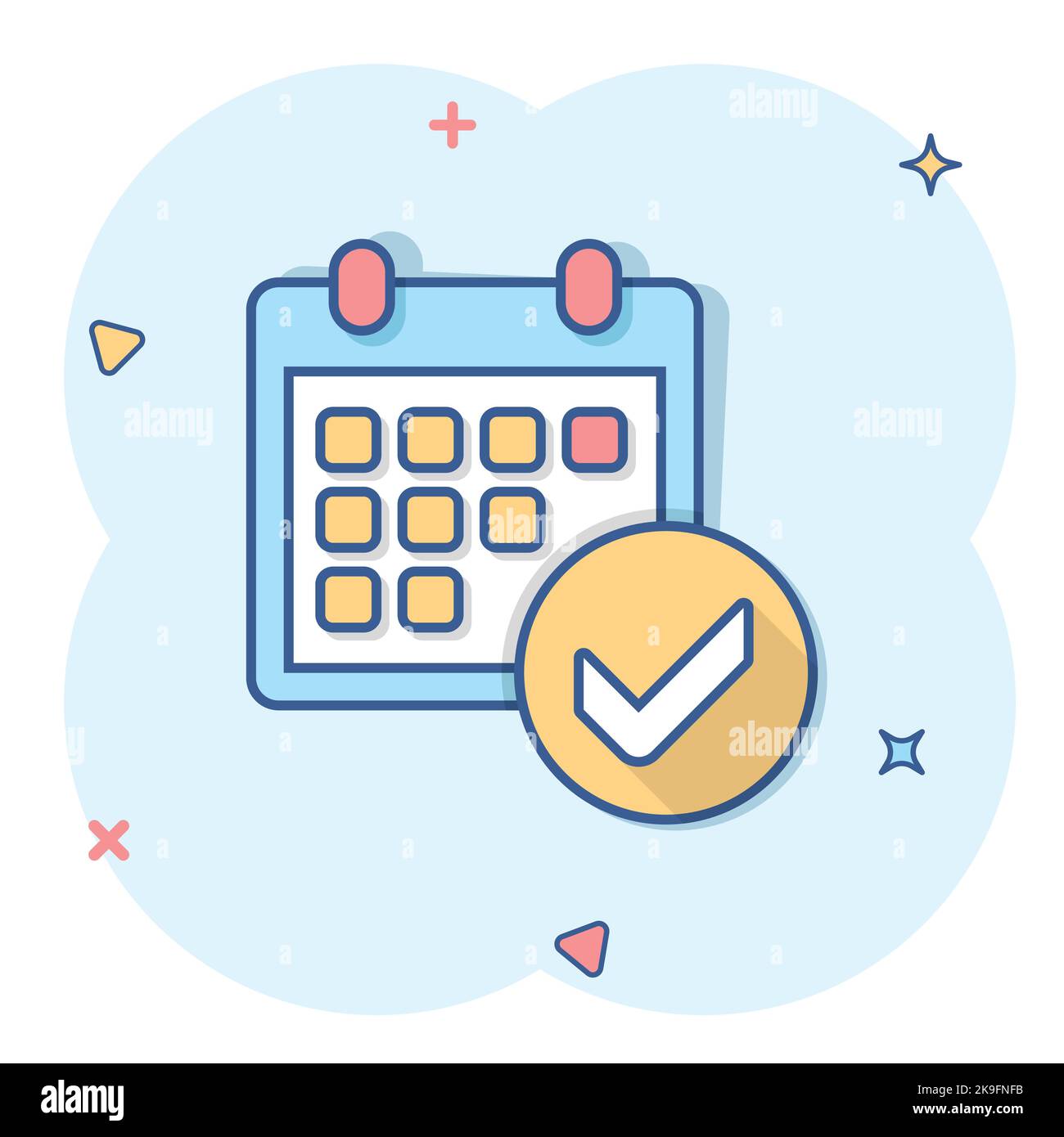 Calendar icon in comic style. Agenda cartoon vector illustration on ...