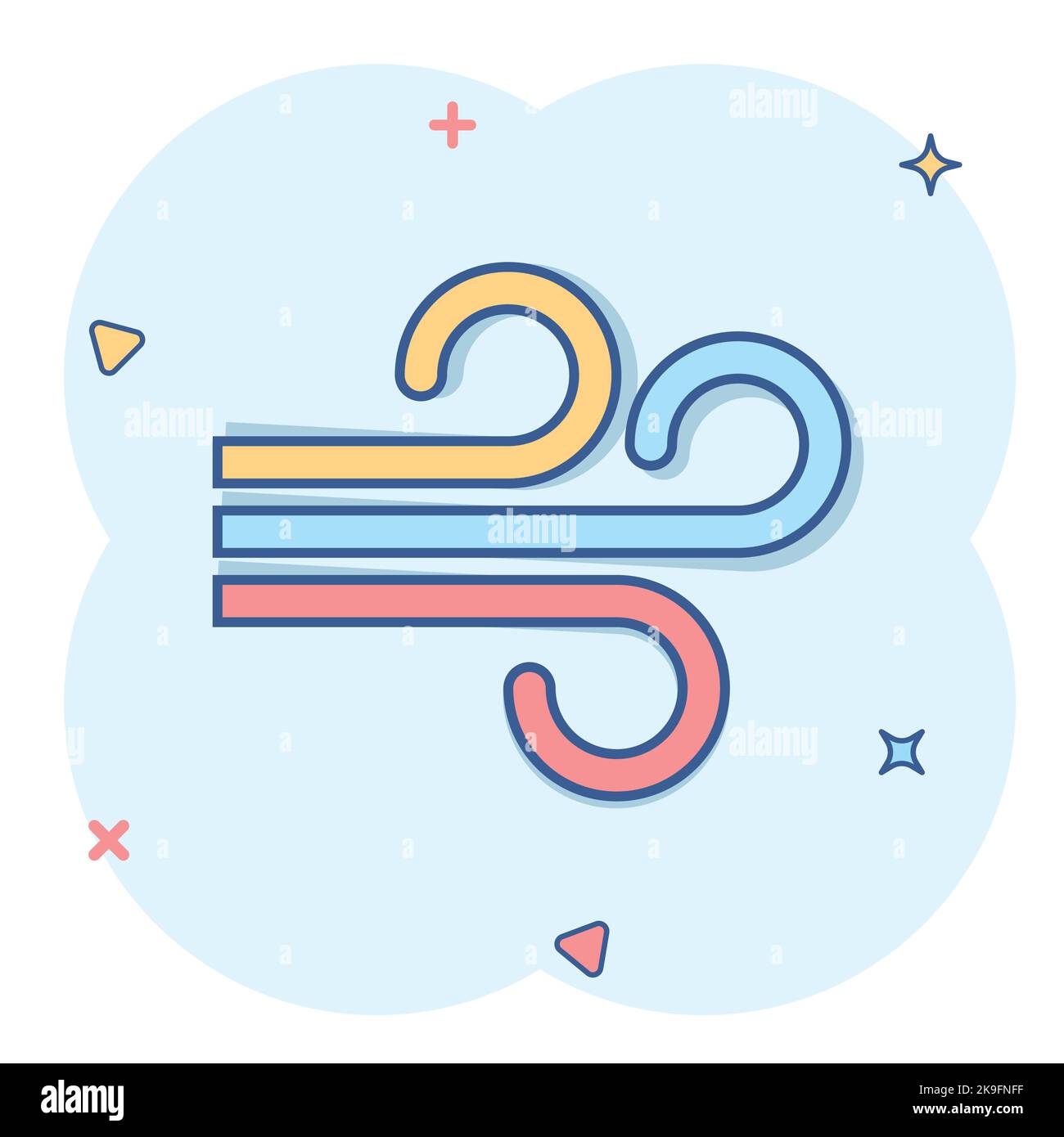 Wind icon in comic style. Air cartoon vector illustration on white ...