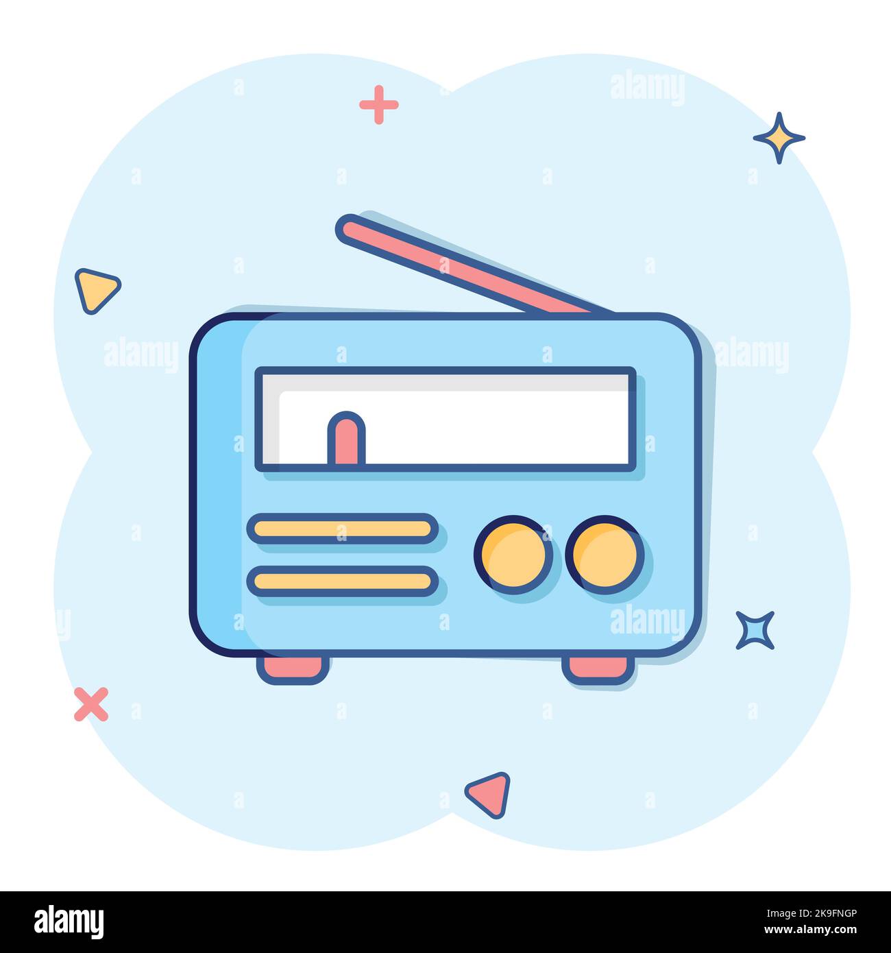 Radio icon in comic style. Fm broadcast cartoon vector illustration on ...
