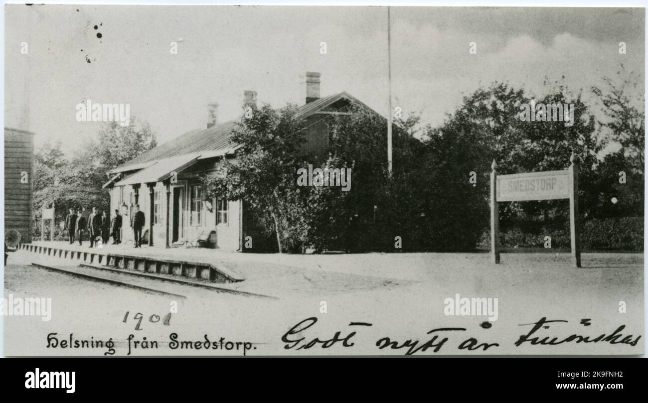 Smedstorp station 1901 Stock Photo - Alamy