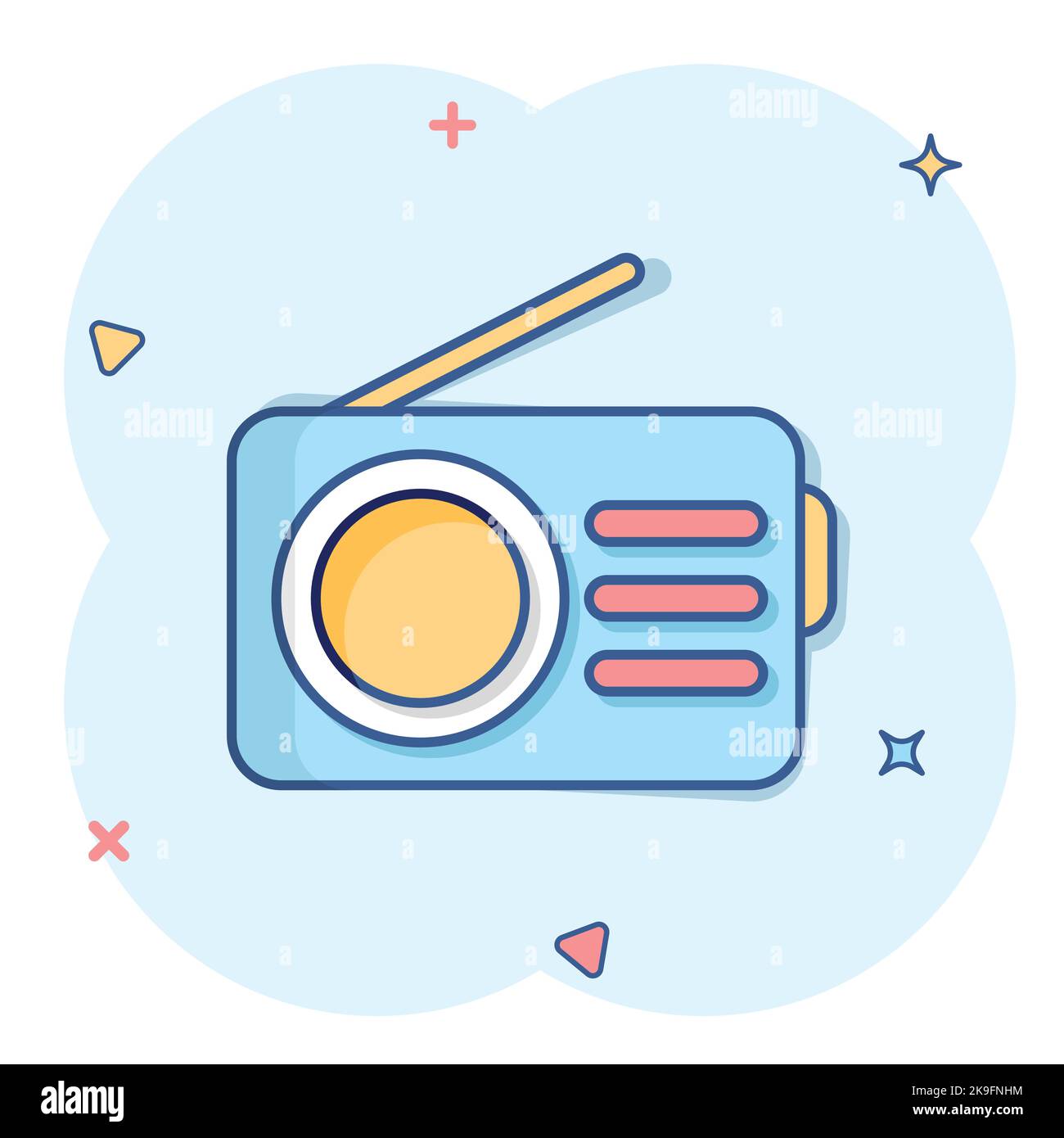 Radio icon in comic style. Fm broadcast cartoon vector illustration on ...