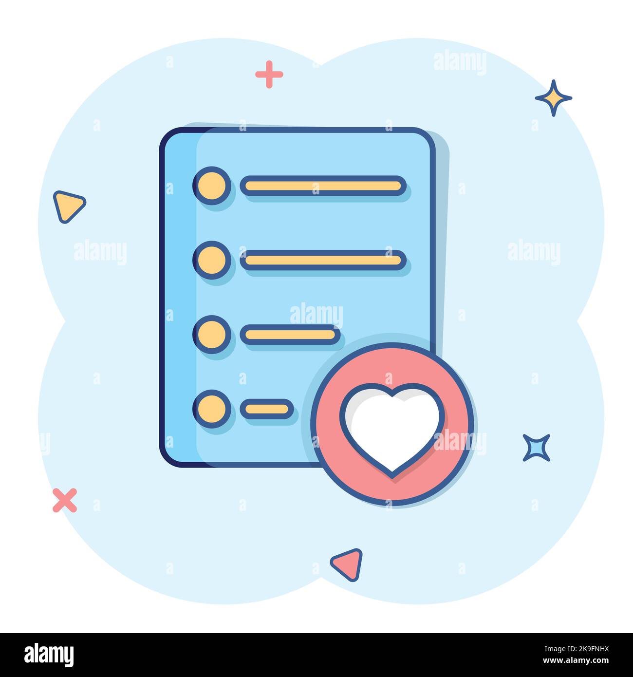 Wishlist icon in comic style. Like document cartoon vector illustration ...