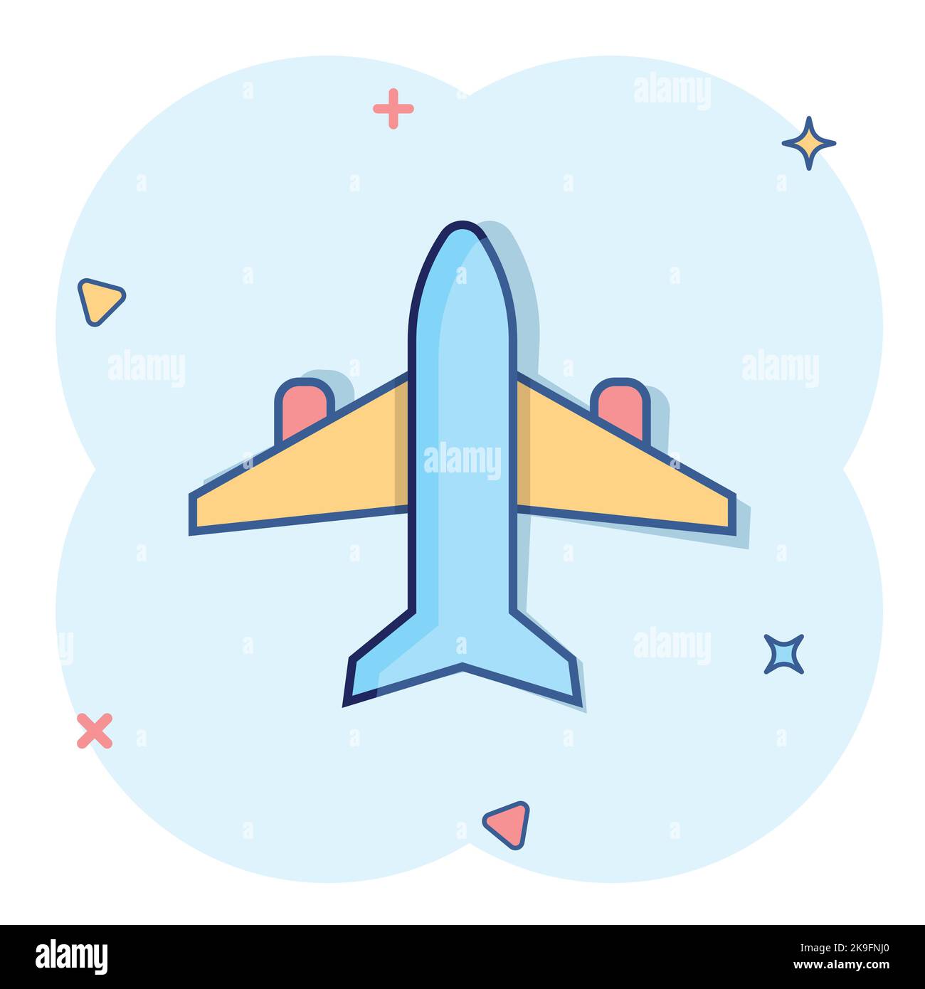 Plane icon in comic style. Airplane cartoon vector illustration on ...