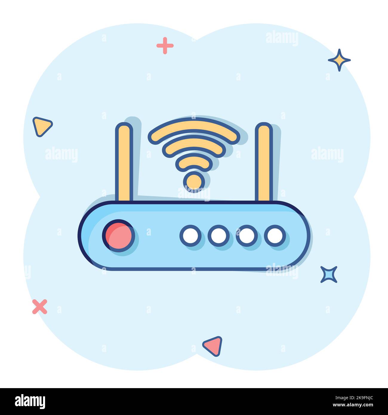 Wifi router icon in comic style. Broadband cartoon vector illustration ...