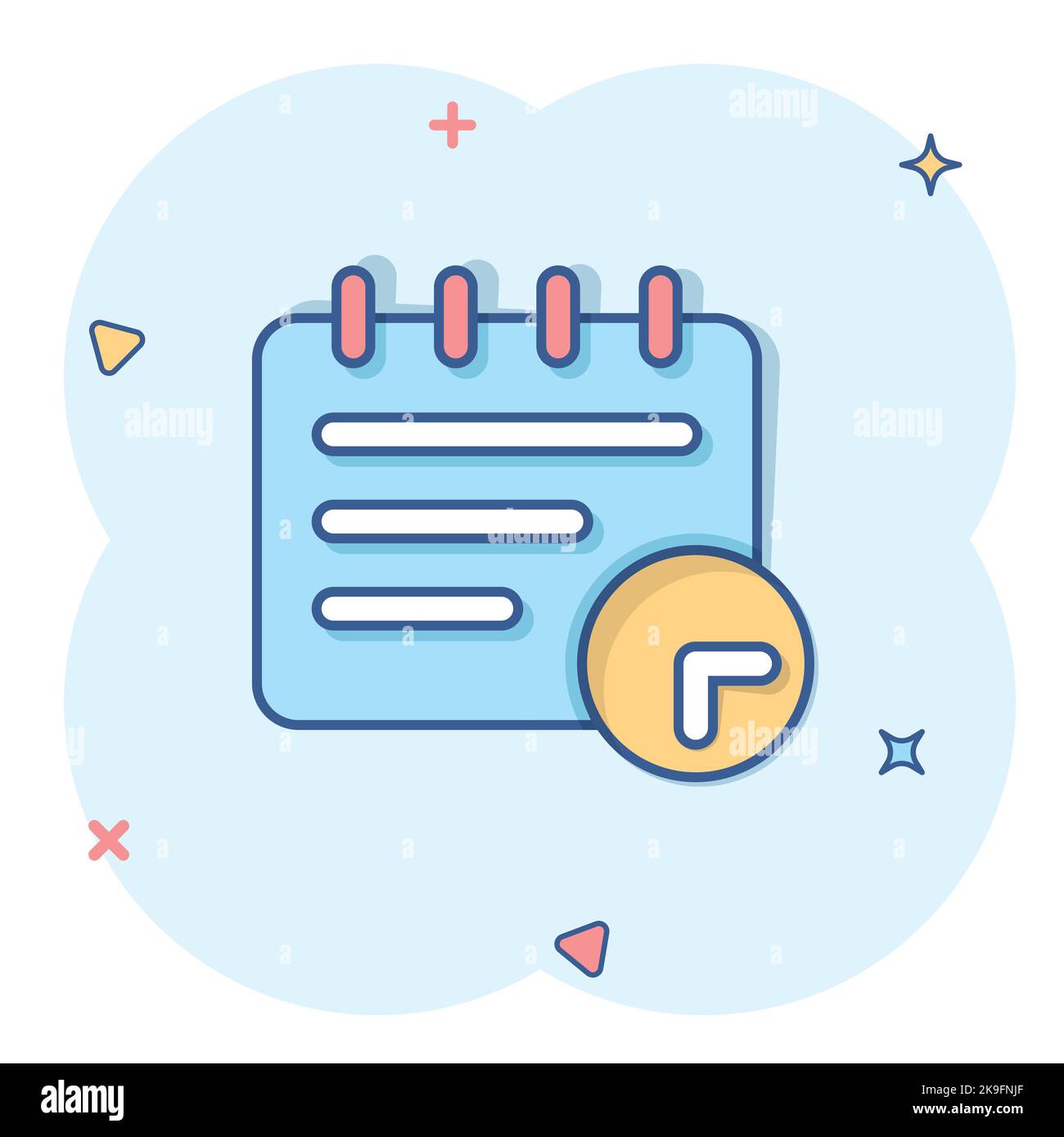 Calendar icon in comic style. Agenda cartoon vector illustration on ...