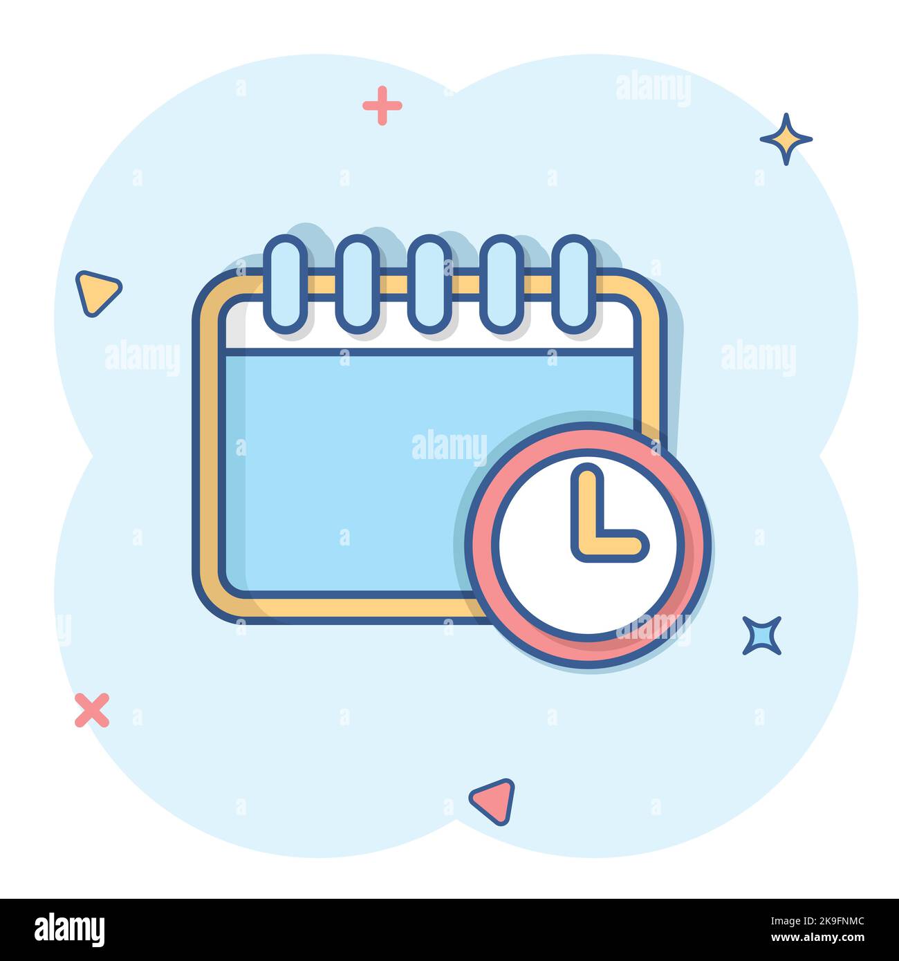 Calendar icon in comic style. Agenda cartoon vector illustration on ...
