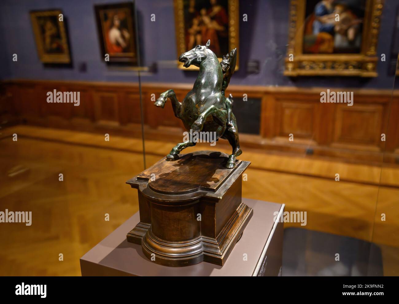 Budapest, Hungary. Interior of the Museum of Fine Arts. Small bronze ...