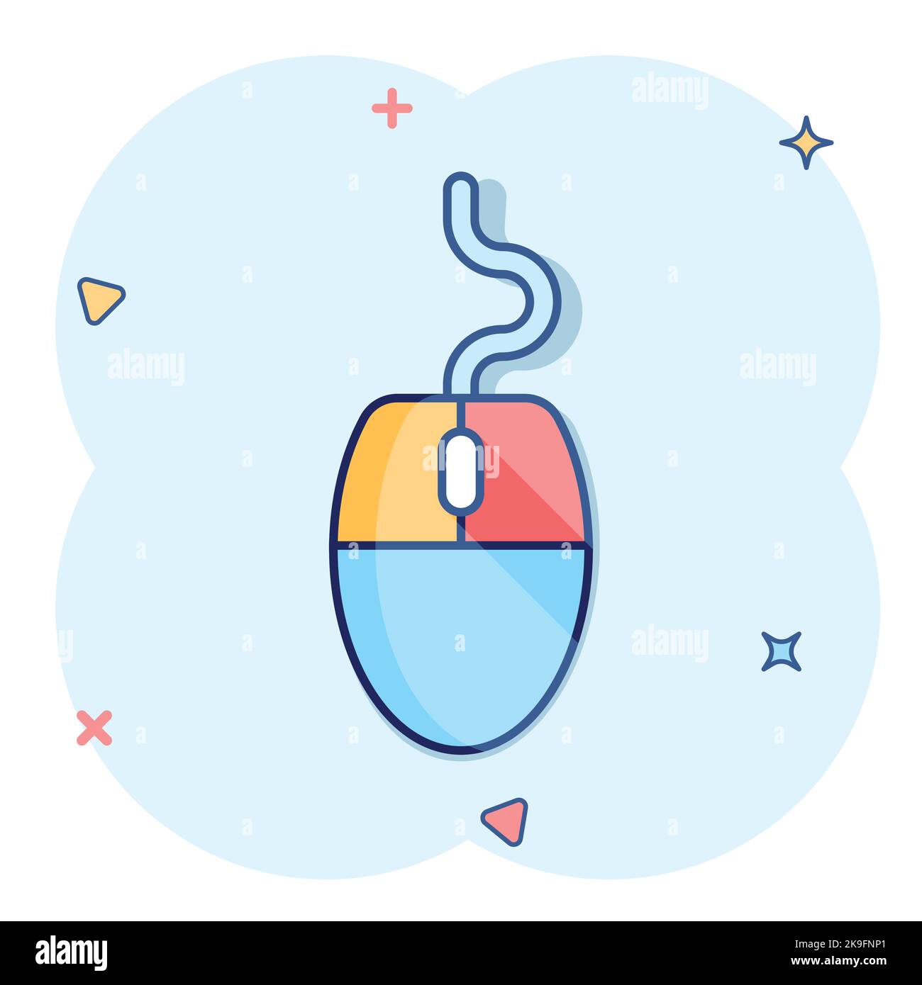 Computer mouse icon in comic style. Cursor cartoon vector illustration ...