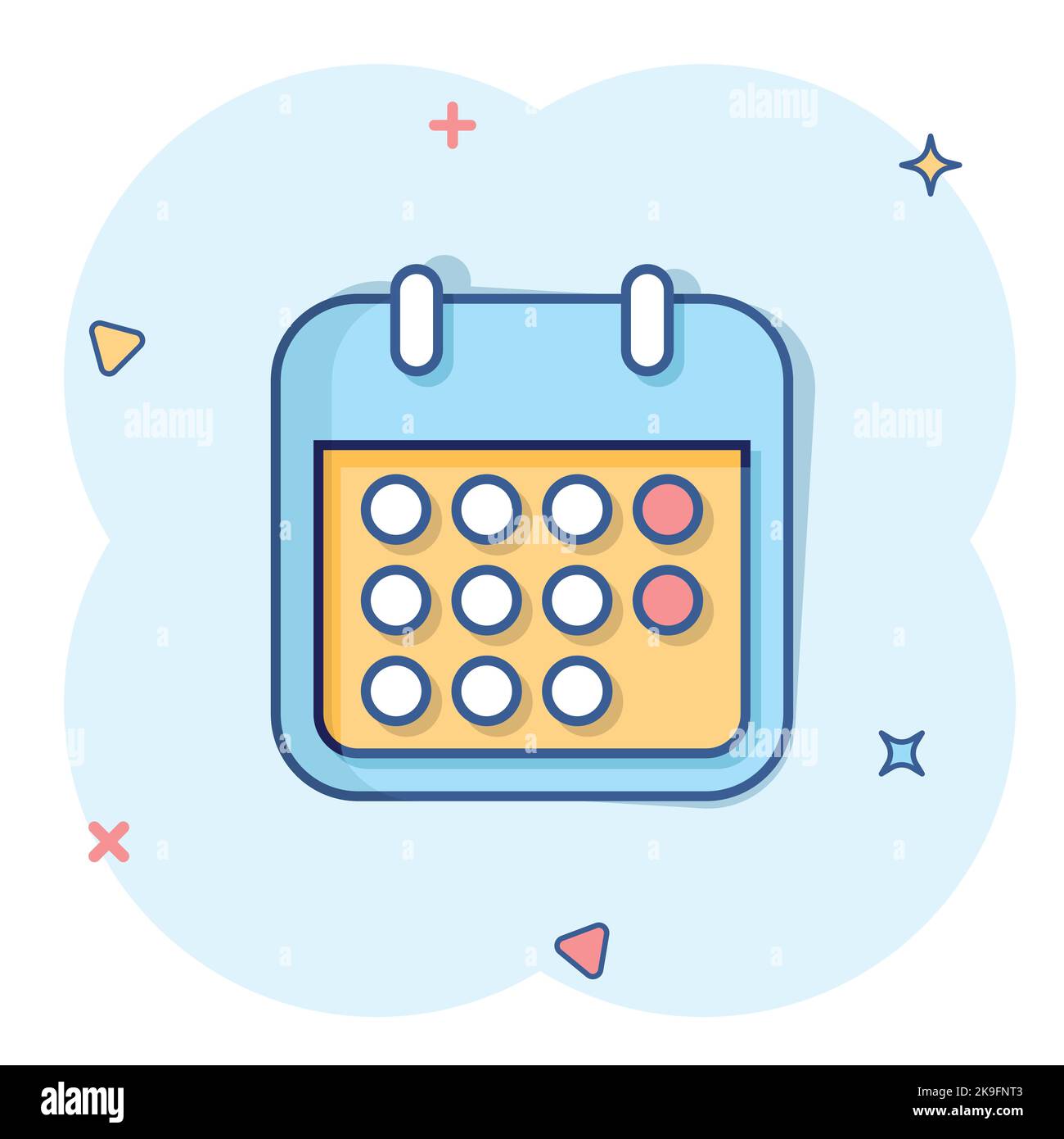 Calendar icon in comic style. Agenda cartoon vector illustration on ...